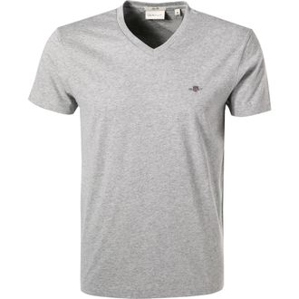 GANT Herren T-Shirt grau Baumwolle Slim Fit