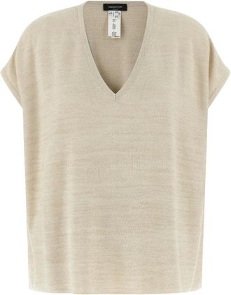 Fabiana Filippi Femme, Pulls, Beige, Taille: 40 FR V-neck Sweater
