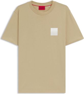HUGO BOSS Herren Dapusi T-Shirt aus Baumwoll-Jersey mit Split-Logo-Print Beige XXL