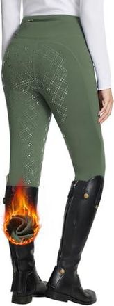 Baleaf Pantalon d&eacute;quitation Thermique pour Femme avec Doublure en Polaire et Poches arri&egrave;re Vert Profonde XS