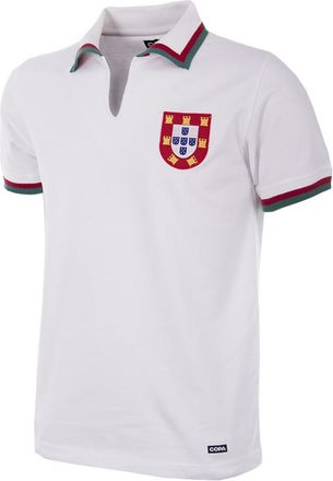 Copa Herren Portugal 1972 Away Retro Football Shirt T Fußballkragen, weiß, L