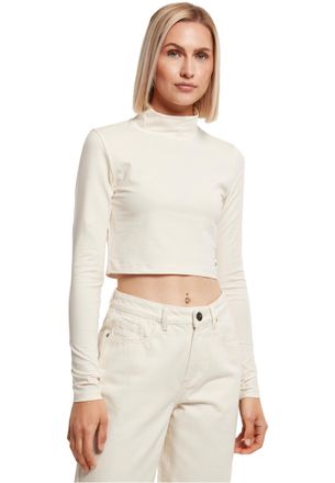Urban Classics Damen Ladies Organic Cropped Turtelneck Longsleeve T-Shirt, whitesand, 4XL