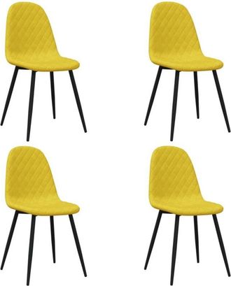 vidaXL Vidaxl - Lot de 4 chaises &agrave; manger en velours jaune moutarde - Pieds en m&eacute;tal enduit - Dimensions 45x53,5x83cm - Hauteur dassise 48cm