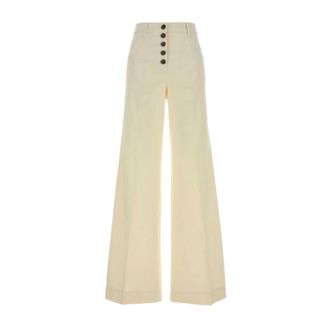 Etro Ausgestellte Stretch-Jeans aus Baumwolldenim mit Pegaso-Kn&ouml;pfen - - Trousers - Damen - Wei&szlig; - W28