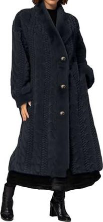 Generic 2026 Vestes pour femmes automne et hiver &eacute;paissi allong&eacute; imitation vison cardigan veste manteau int&eacute;gr&eacute;, Noir, XL