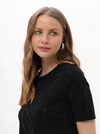 Passioni T-Shirt in Schwarz mit Strassapplikation Schwarzes Sommer T-Shirt mit sch&ouml;nen Glitzersteinen