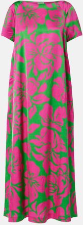 Dries Van Noten Robe midi en satin &agrave; fleurs