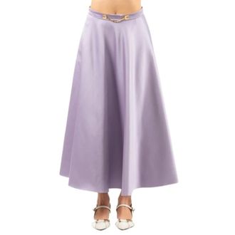 Elisabetta Franchi Femme, Jupes, Violet, Taille: 42 FR Duchesse Skirt with Jewel Logo