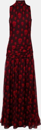 Alexander McQueen Robe longue Skull en soie