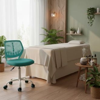 Furniture R Praxis Hocker ergonomisch, höhenverstellbar, drehbar, Netzrückenlehne, Sitzfläche 38x40cm, Rückenlehne 32cm, Metallfuß, 130kg belastbar, Grün