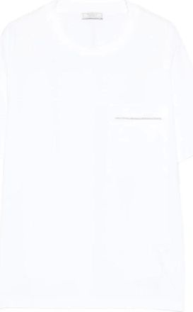 PESERICO Femme, Tops, Blanc, Taille: 42 FR Stretch Cotton Jersey T-Shirt