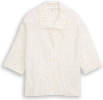 Tom Tailor Cardigan Pullover & Strickjacken Loose Fit Boucl&eacute; Cardigan mit Kragen