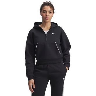 Under Armour Sweat &agrave; capuche Rival en polaire passepoil&eacute; demi-zipp&eacute; pour femme, (005) Noir/Blanc, X-Small