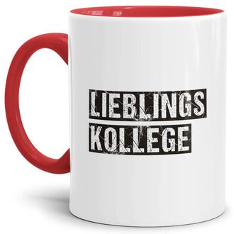Tassendruck Spruch-Tasse Lieblingskollege Innen & Henkel Rot - Tolle Geschenkidee f&uuml;r Den Arbeits-kollegen/Mug/Cup/Becher/Beste Qualit&auml;t - 25 Jahre Erfahrung