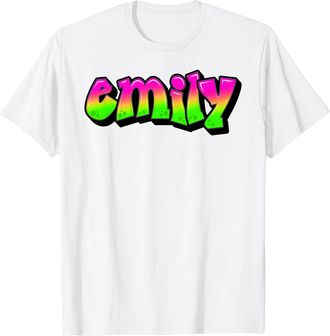 BDAZ Emily Graffiti Personalisierter Name Gr&uuml;n Rosa Frauen M&auml;dchen T-Shirt