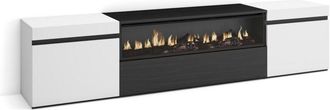 Skraut Home Skraut Home - TV-Schrank, Lowboard, f&uuml;r Wohnzimmer und Esszimmer, 200x45x35cm, F&uuml;r TV-Ger&auml;te bis zu 80, Elektrokamin., Moderner Stil, Wei&szlig; und