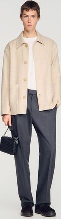 Sandro Gerader Wollblouson mit Kn&ouml;pfen