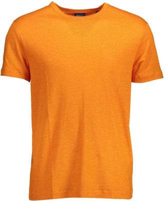 GANT Homme, Tops, Orange, Taille: L T-shirt en Coton Orange &agrave; Manches Courtes