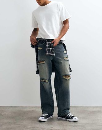 Redefined Rebel Kingston Baggy-Jeans in verwaschenem Blau