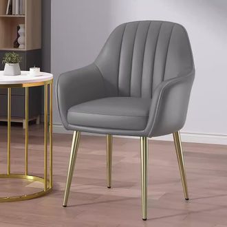 Generic Ergonomischer Schminkstuhl Aus Kunstleder Mit Metallbeinen for Schlafzimmer Oder Wohnzimmer - Orange Und Wei&szlig;(Dark Gray)