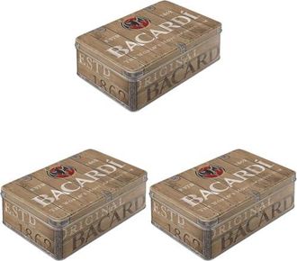 Nostalgic Art Retro Vorratsdose Flach, 2,5 l, Bacardi - Wood Barrel Logo - Geschenk-Idee als Bar-Zubehör, Original Lizenzprodukt (OLP), Blech-Dose mit Deckel, Vinta