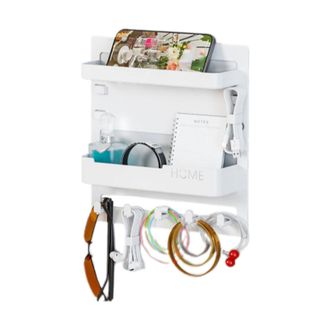 Generico Bedroom Floating Shelves - 1 x Wall Mount Shelf | Wall Stick On Rack | Floating Bathroom Storage Racks, Adhesive Bedside Shelf Accessories Organizer W