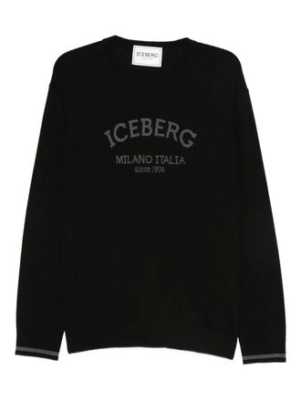 Iceberg pull en laine à logo brodé - Noir