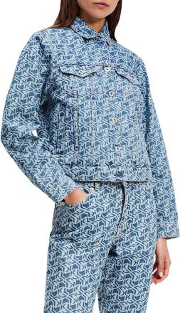 Karl Lagerfeld regular all over proint denim jacket, monogram blue, XL