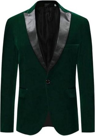 AlltheMen Veste Homme Slim Fit Blazer en Velours Tuxedo de Mariage avec Un Bouton Vert Medium