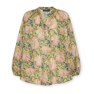 Elena Miro Bedruckte Bluse aus Baumwollmusselin - - Blouses & Shirts - Damen - Gelb - XS
