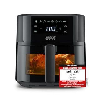 Caso AirFry 6.0 - Hei&szlig;luftfritteuse, Airfryer, 6 Liter, Timer, Besonders Leise 38 db, Shake-Reminder, 8 praktische Voreinstellungen, Touch Bedienung, Edels