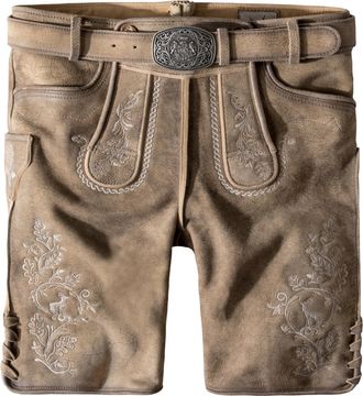 Stockerpoint Herren Lederhose Girgl I Größe 44-60 I Bequeme Trachtenhose in edler Hirschoptik inkl. Gürtel I Aus 100% hochwertigem Wildbockleder I Perfekt für Trac
