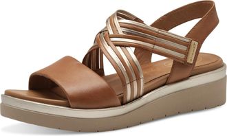 Tamaris Comfort Damen Sandalen flach aus Leder mit Klettverschluss, Braun (Nut Glam), 40 EU