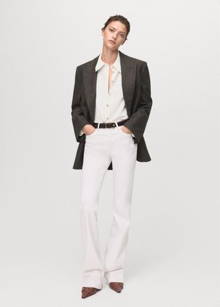 Mango Chemise boutons bijoux blanc cass&eacute; - Femme - S - MANGO