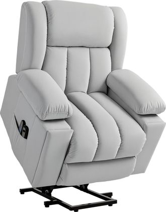 HOMCOM Fernsehsessel mit Aufstehhilfe Elektrisch Relaxsessel mit Liege-, W&auml;rme-, Massagefunktion Massagesessel mit Fernbedienung Becherhalter Seitentasche US