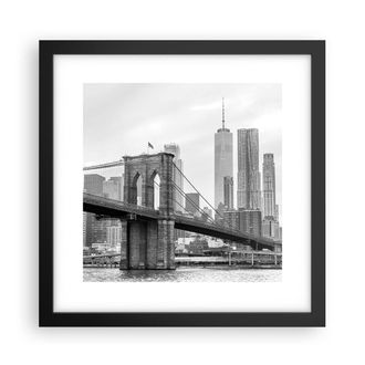 Arttor Wandposter 30x30cm Poster Schwarzrahmen Br&uuml;cke Brooklyn schwarz und wei&szlig; K&uuml;che Wanddeko Bild Wand Kunstdruck Deko Wandbilder Dekoration Wohnzimmer Sch