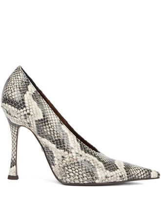 Roberto Cavalli escarpins &agrave; imprim&eacute; peau de python - Gris