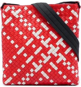 Bottega Veneta Sac bandouli&egrave;re en cuir tress&eacute; Pre-owned - Femme - Pre-owned - Rouge - Taille: ONE Size