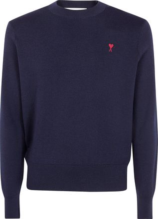 Ami Crewneck Sweater With Contrasted Ami De Coeur