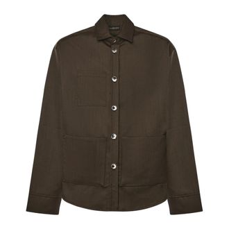 Giuliano Galiano Homme, Chemises, Brun, Taille: 2XL Tobhias Wool Shirt