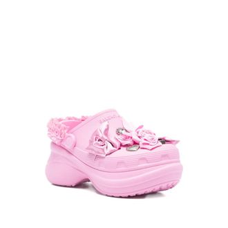 Balenciaga Womens Platform Mules Pink Floral Polyethylene Vinyl Acetate