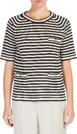 Max Mara Femme, Pulls, Multicolore, Taille: 36 FR Pull &agrave; rayures en lin avec poche