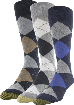 Gold Toe Herren Carlyle Argyle Crew Dress Socken 3 Paar Kleidersocke, Marineblau/grau, Large (3er Pack)