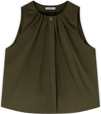 Motivi Femme, Tops, Vert, Taille: 38 FR Blouse en popeline avec drap&eacute;