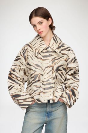 Ganni Jacke in laminiertem Zebra wei&szlig;