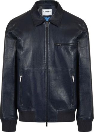 Iceberg Homme, Vestes, Bleu, Taille: XL Nappa Bomber Short Jacket