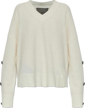 Akep Pullover mit Kn&ouml;pfen an den &Auml;rmeln - - Knitwear - Damen - Beige - XS