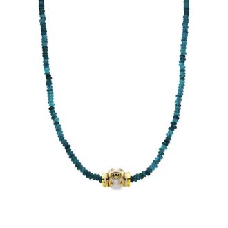 Luxenter Halsband aus 18 Karat Gelbgold und gr&uuml;nem Jade - Hamco