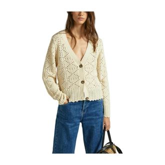 Pepe Jeans London Eleganter Cardigan mit Knopfverschluss - - Knitwear - Damen - Beige - S