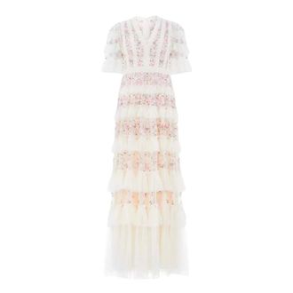 Needle & Thread Femme, Robes, Beige, Taille: 40 FR Robe Maxi Florale avec Volants